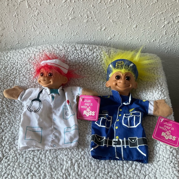 Russ | Toys | 2 In Bundle Troll Hand Puppets Nurse And Police Officer ...